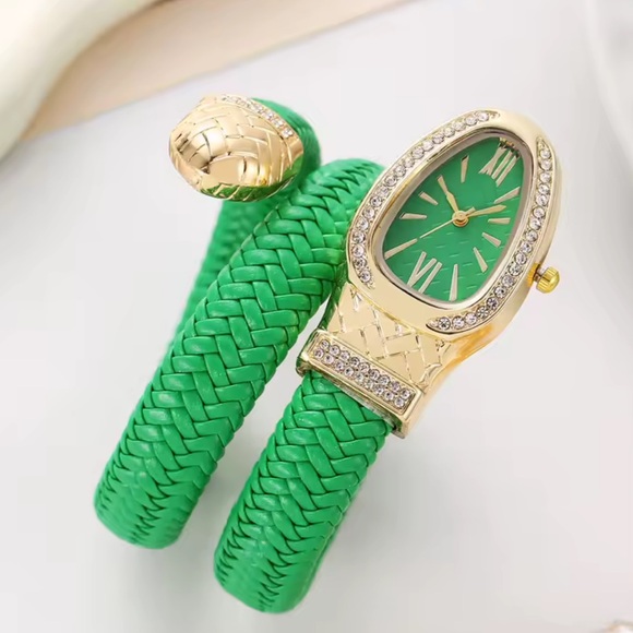 Anthropologie | Accessories | Serpenti Emerald Gold Wrap Timepiece ...